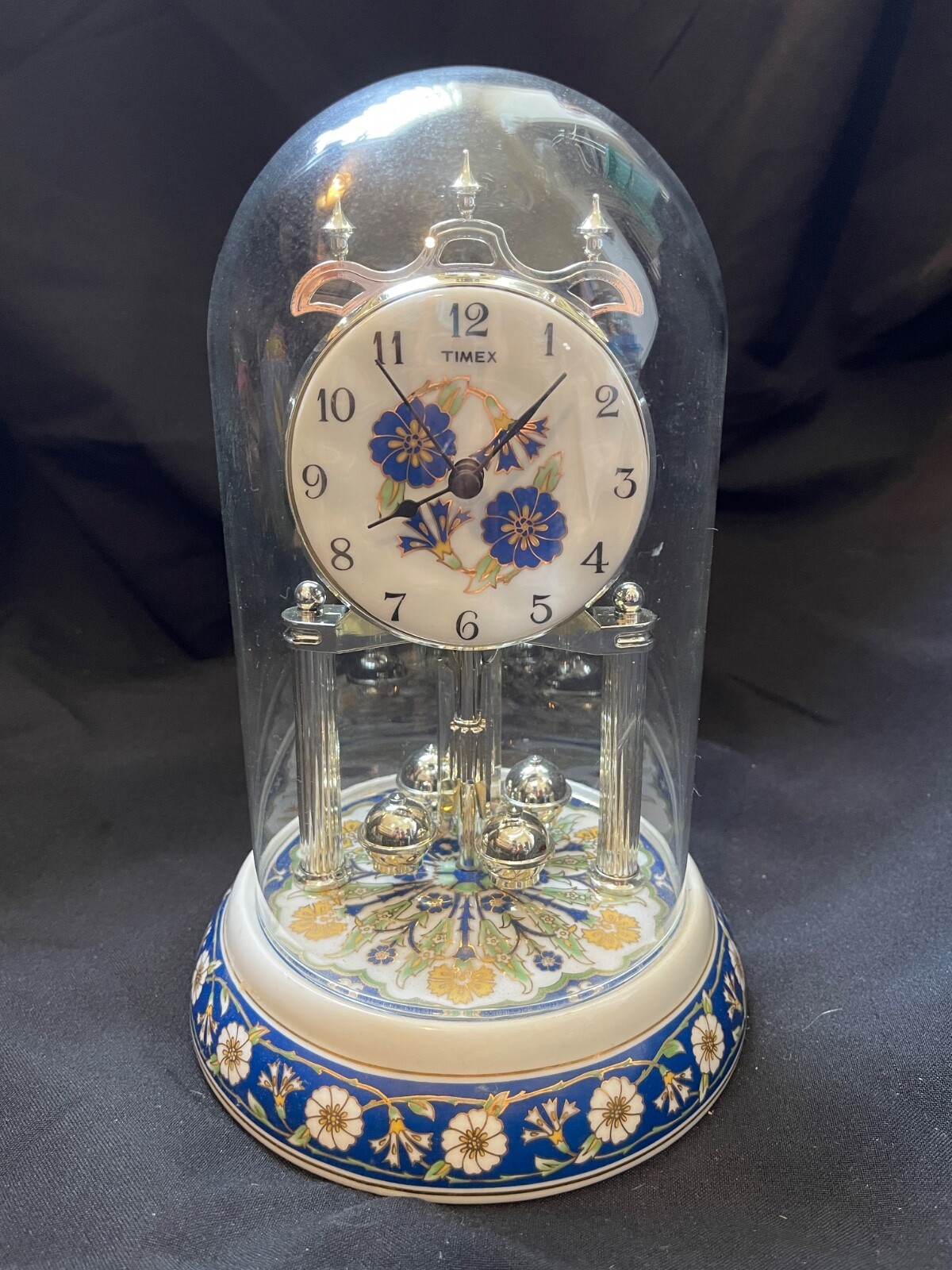 TIMEX Anniversary Ceramic Glass Dome Clock Westminster Chimes Movement ...